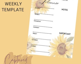 Printable Planner Digital Weekly Planner One Planner Page - Etsy