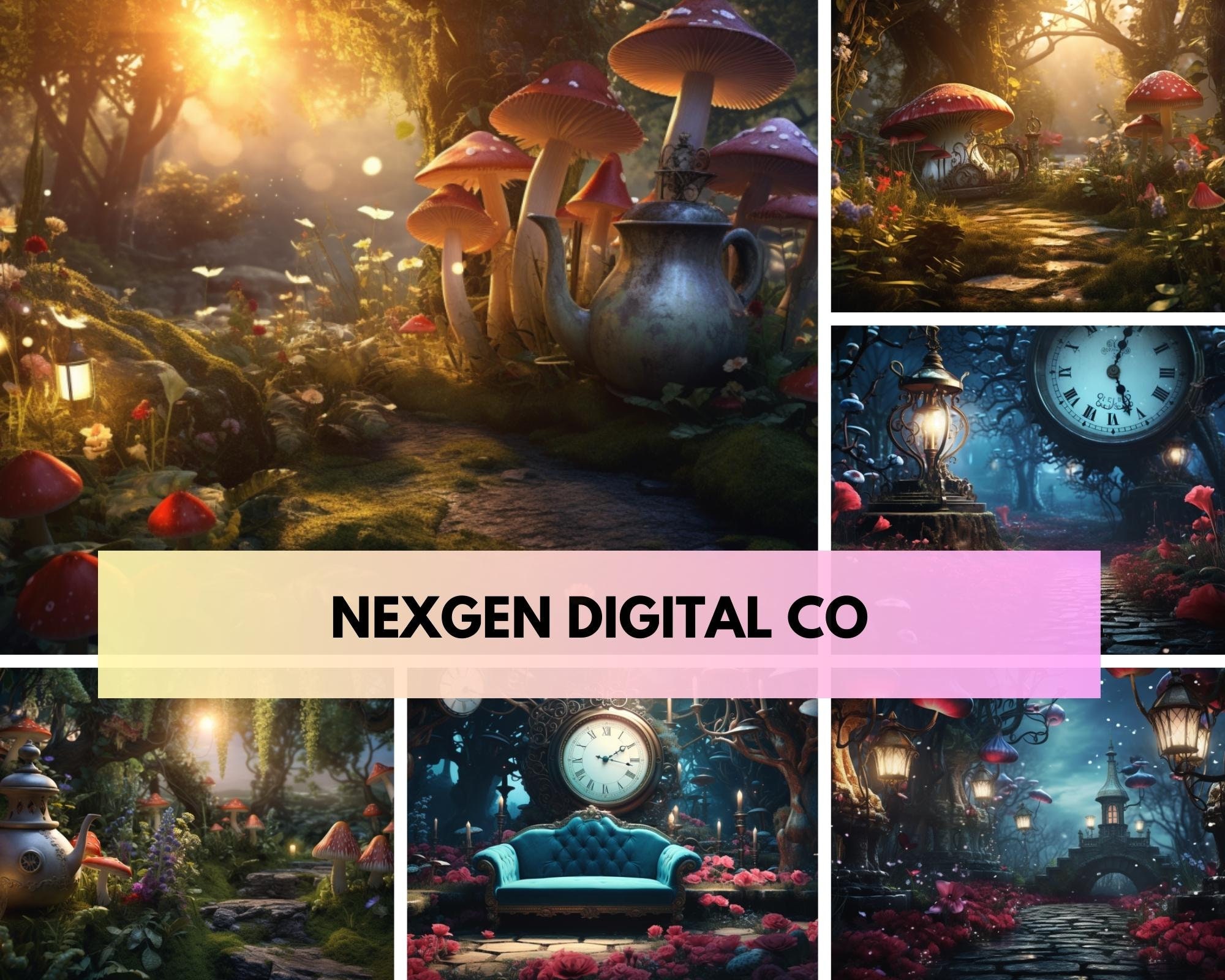 15 Alice in Wonderland Digital Backdrop Backdrop Bundle - Etsy Australia