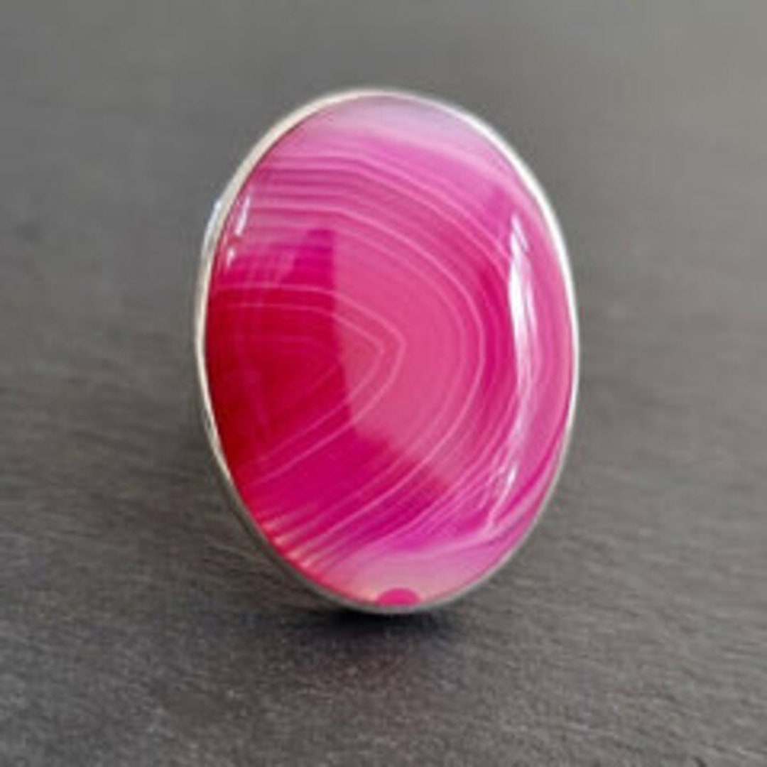 Pink Agate Gemstone Ring, Pink Agate Jewelry, 925 Silver Ring ...