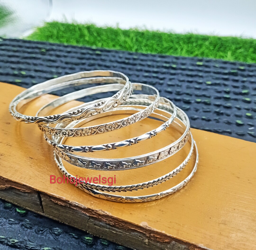 Set of 7 Bangles/leaf&fish Designer Bangles/half Round - Etsy