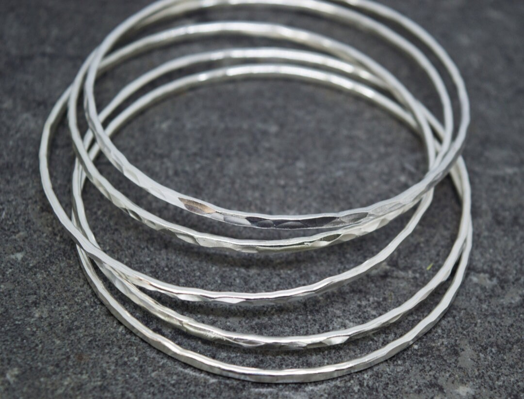 Set of 5 Bangle, Handmade Bangle, 925 Silver Bangle, Women Bangle ...