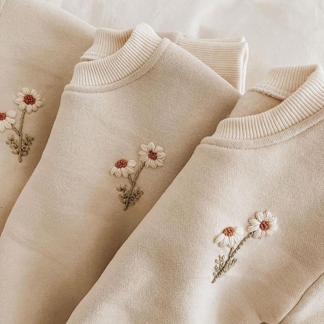 Winter Flower Embroidered Fleece Tracksuit for Baby Girls - Etsy