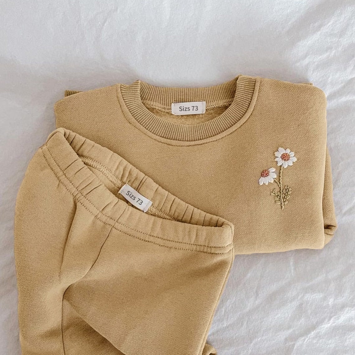 Winter Flower Embroidered Fleece Tracksuit for Baby Girls - Etsy