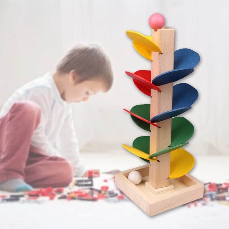 Wooden Marble Run Tree Building Blocks With Rolling Ball - Etsy