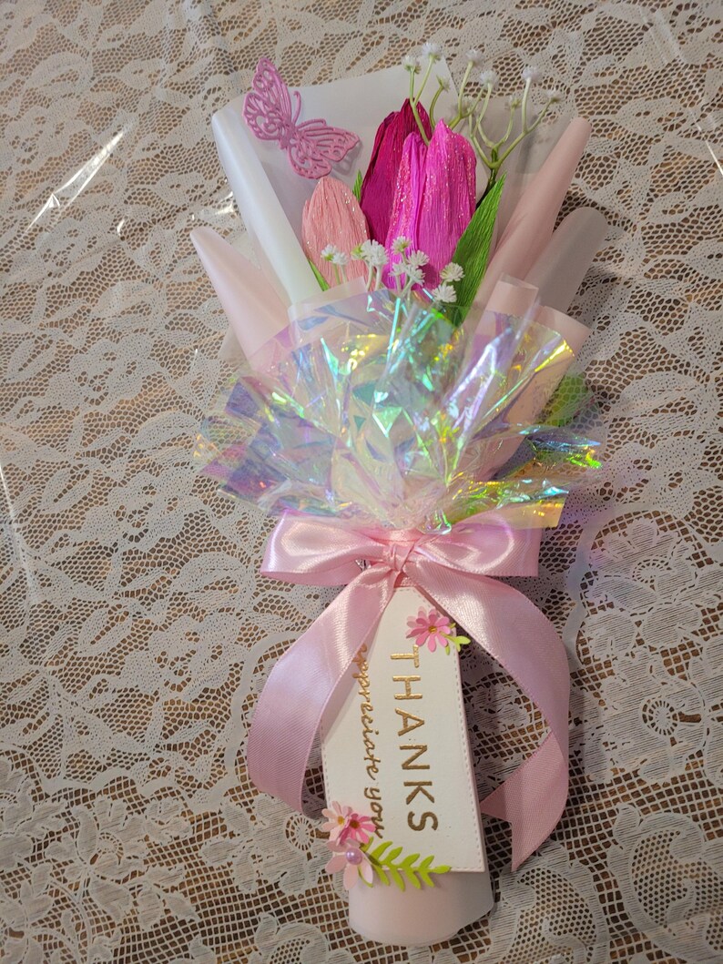 Basket of Ferrero Rocher Chocolate Flowers (tulips) – Crepe Paper ...