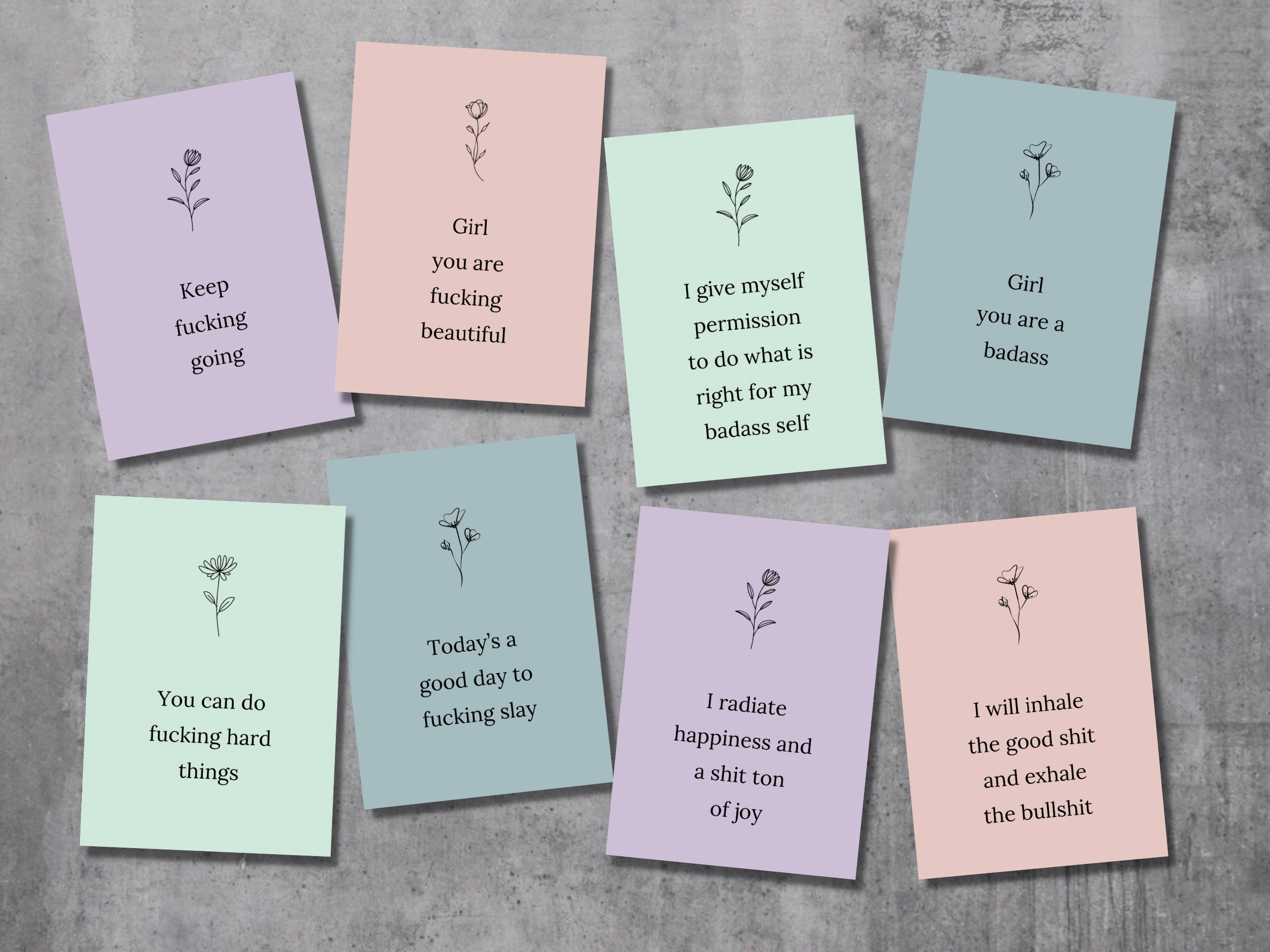 Printable Simple Badass Affirmation Cards Swearing Affirmation Cards ...