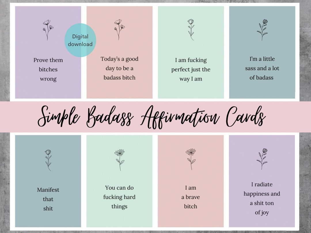 Printable Simple Badass Affirmation Cards Swearing Affirmation Cards ...