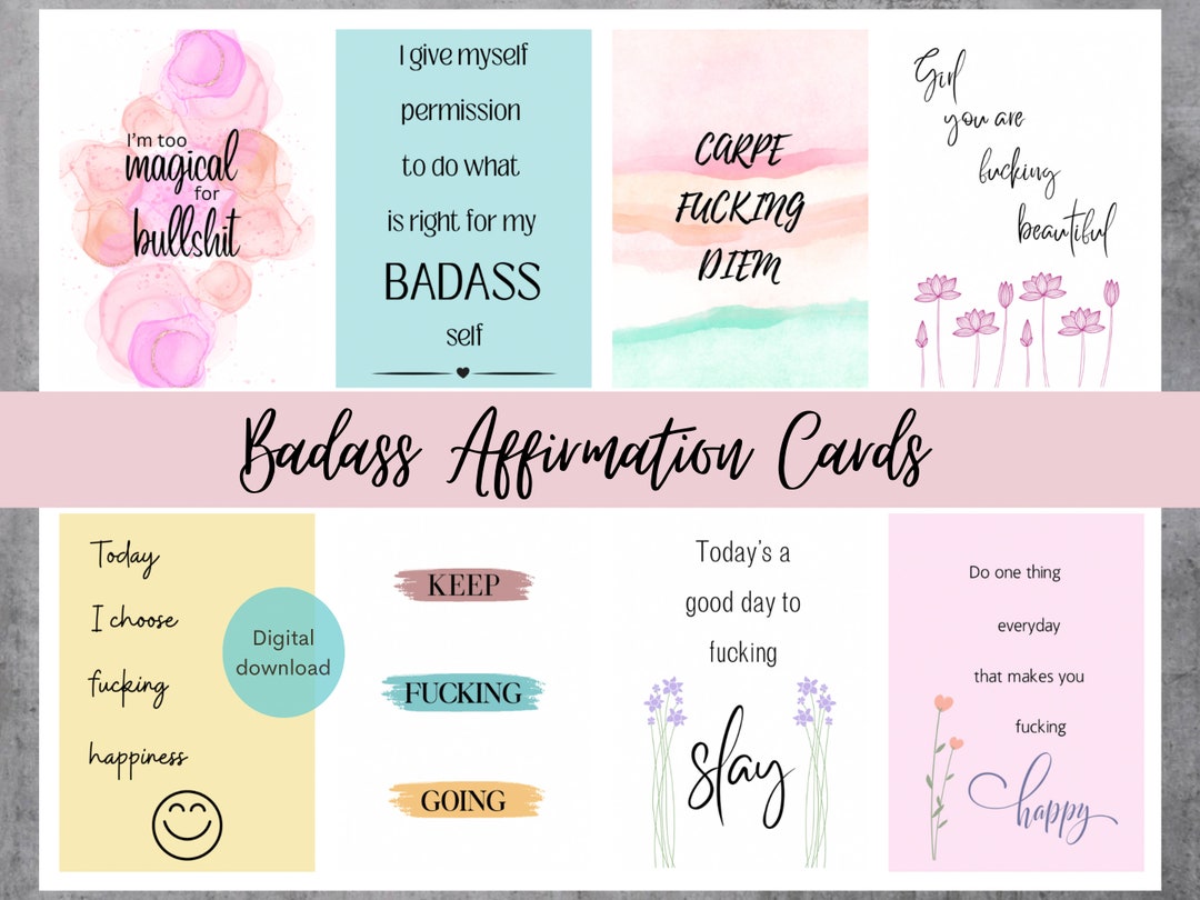 Printable Badass Affirmation Cards - Swearing Affirmation Cards - Adult ...