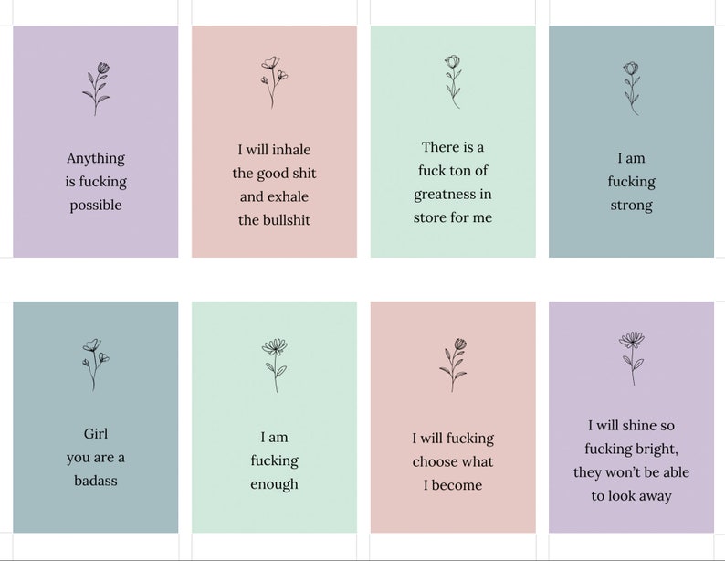 Printable Simple Badass Affirmation Cards Swearing Affirmation Cards ...
