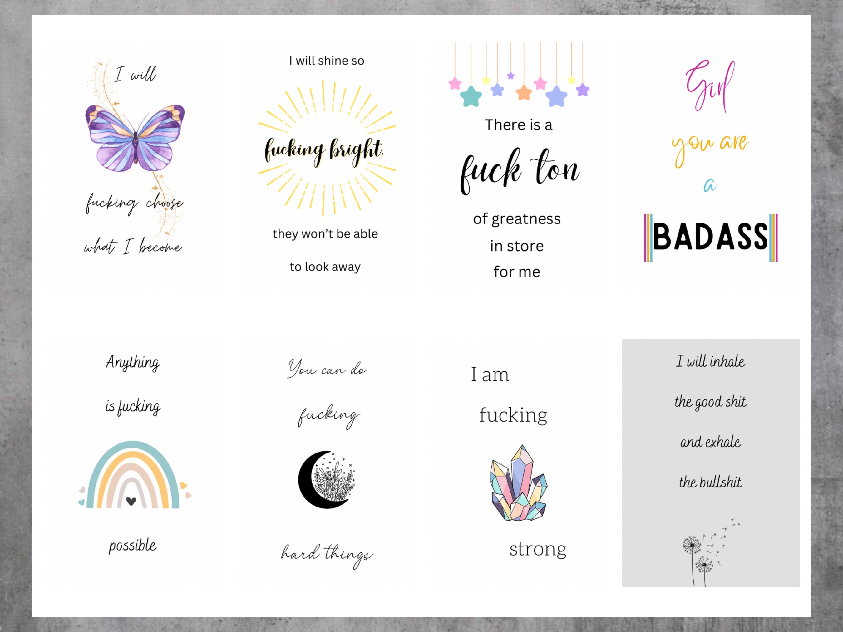Printable Badass Affirmation Cards Swearing Affirmation Cards Adult ...