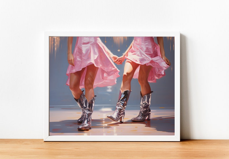 Cowgirl Disco Poster, Retro Wall Print, 1950s Aesthetic Painting ...