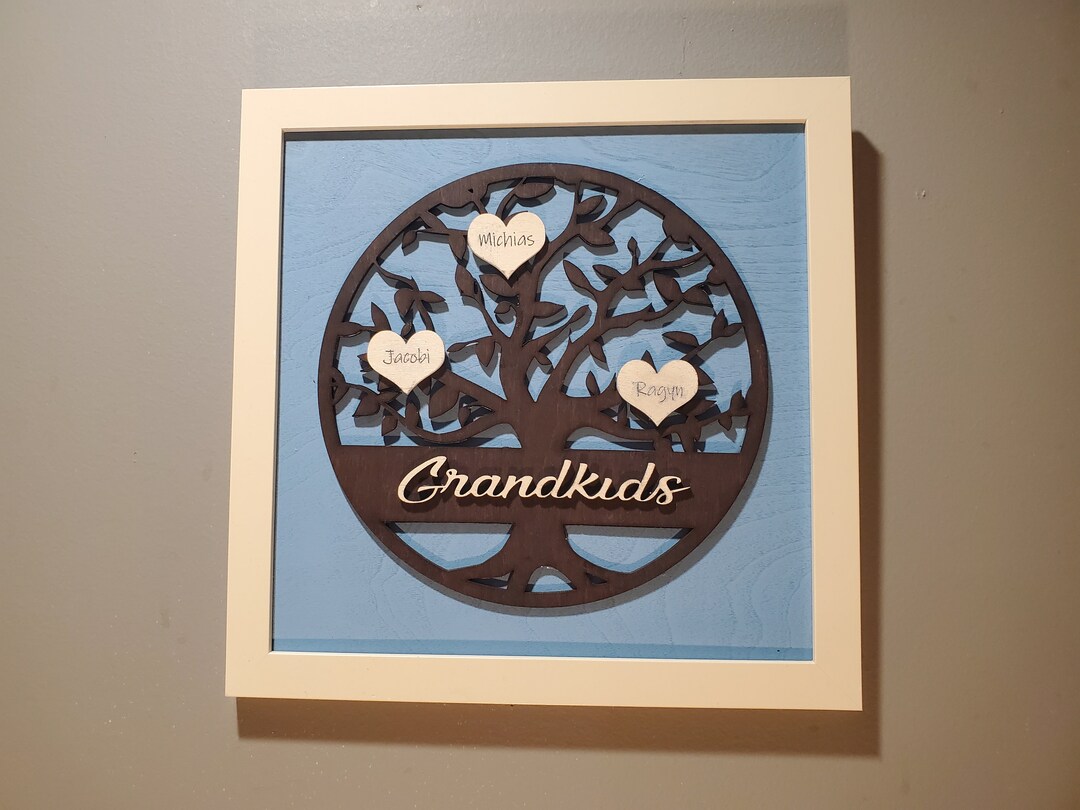 Family Tree With Names in Hearts-10x10 Framed - Etsy