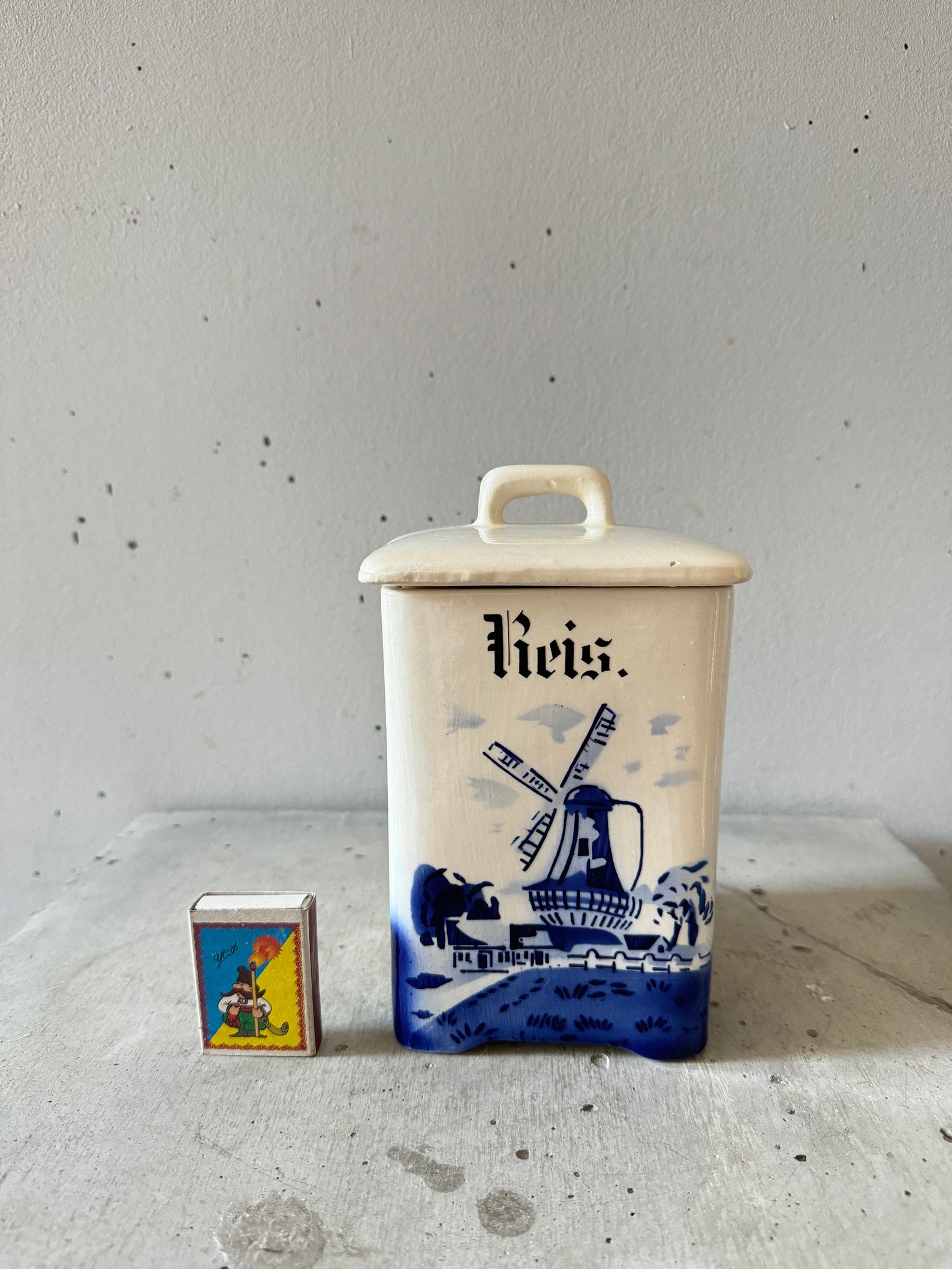 Ceramic Vintage Kitchen Containers II Blue White II Olive Oil Bottle II ...