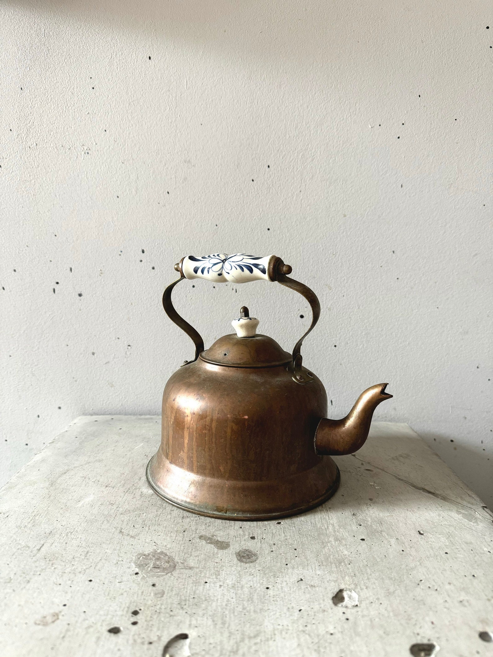 Vintage French Copper Tea Kettle With Porcelain Knob II Farmhouse ...