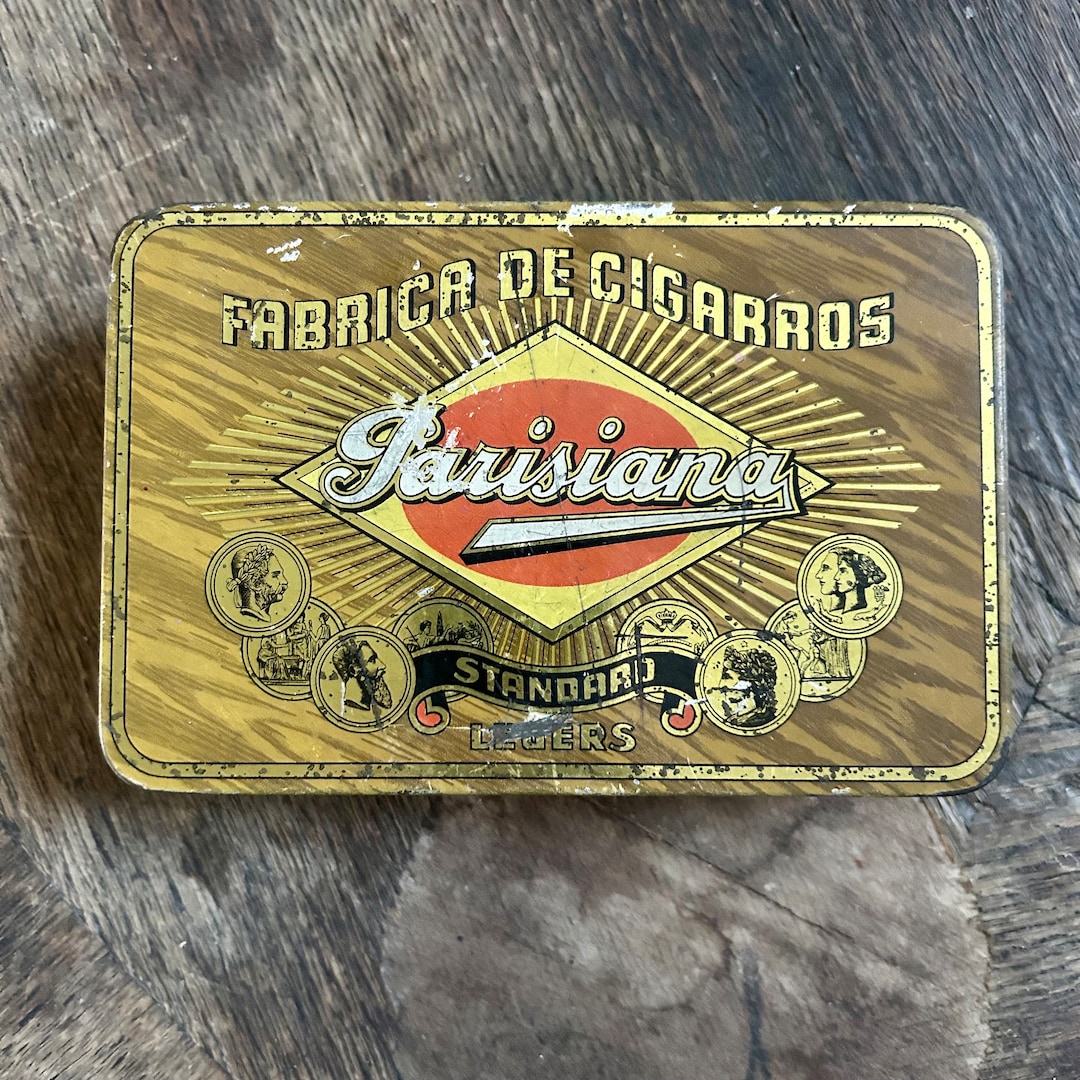 Vintage Cigar Box || Metal Tin Container || Fabrica De Cigarros ...