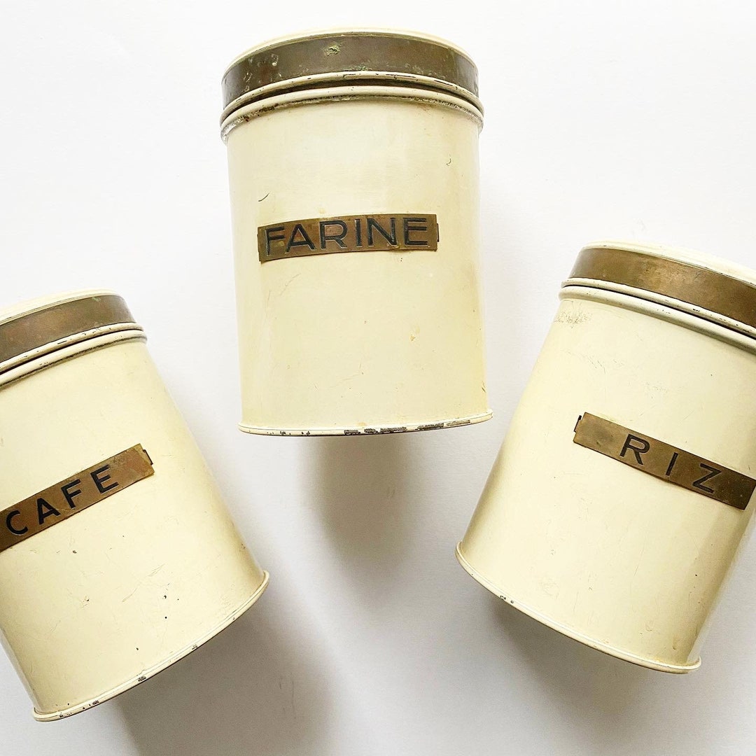 Tin Kitchen Containers || 1960' || Vintage Kitchen II Metal Box Rice ...