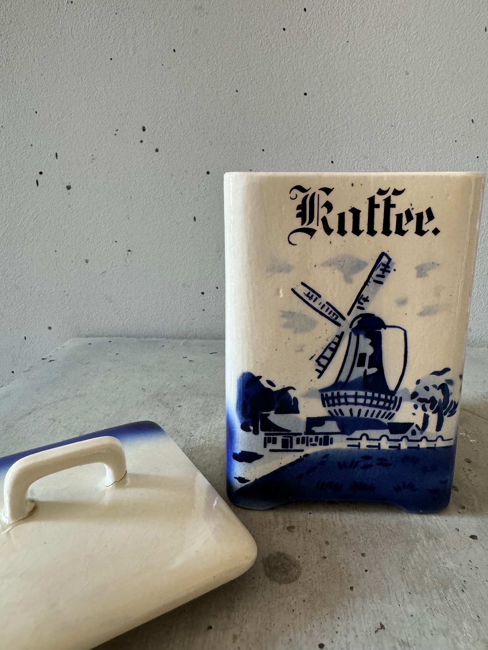 Ceramic Vintage Kitchen Containers II Blue White II Olive Oil Bottle II ...