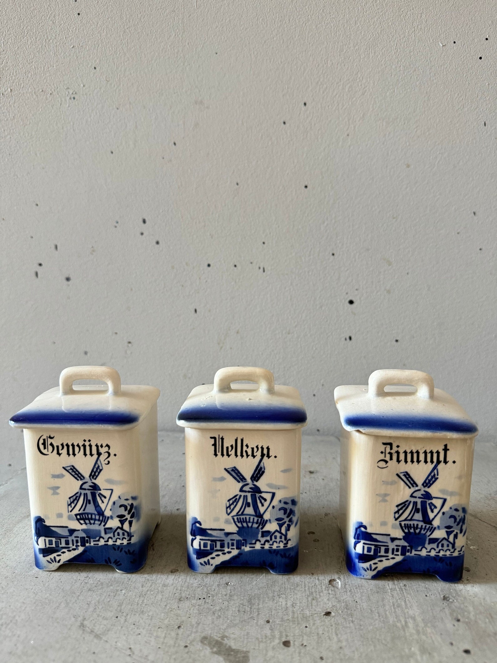 Ceramic Vintage Kitchen Containers II Blue White II Olive Oil Bottle II ...