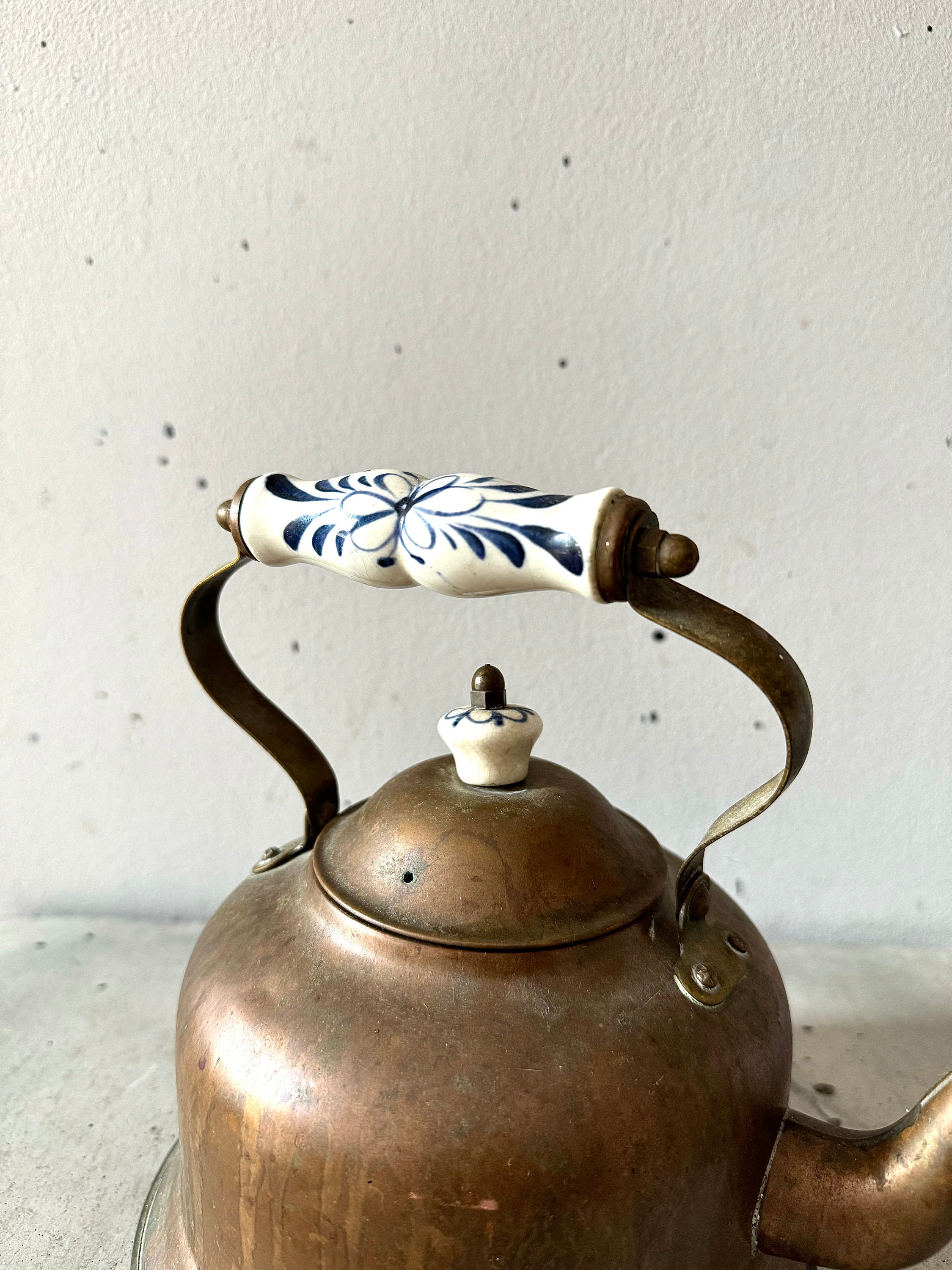 Vintage French Copper Tea Kettle With Porcelain Knob II Farmhouse ...