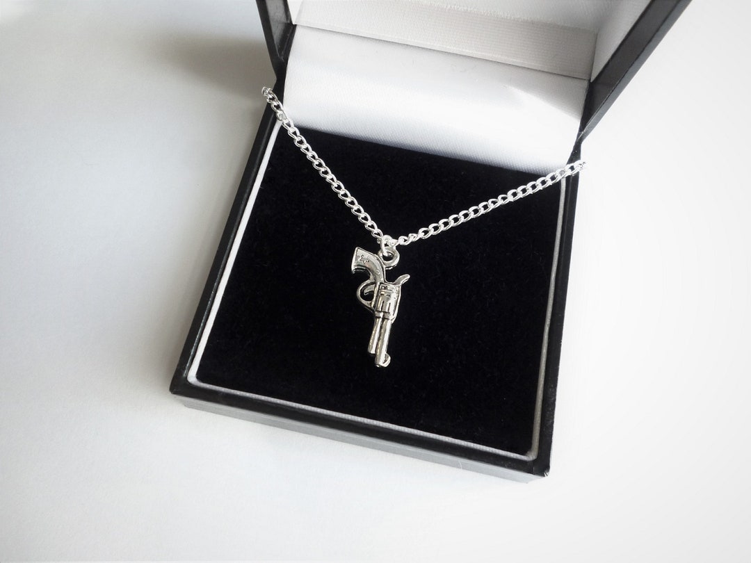 Lovely Pistol Gun Uzi Necklace Pendant Charm Choker Gift Silver Plated ...