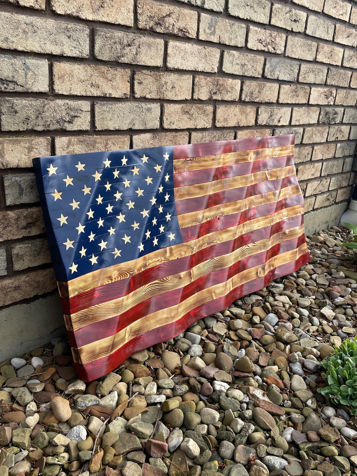 Wavy Wooden American Flag Rustic Flag Classic American Flag - Etsy