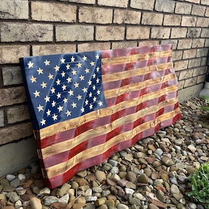 Wavy Wooden American Flag Rustic Flag Classic American Flag - Etsy