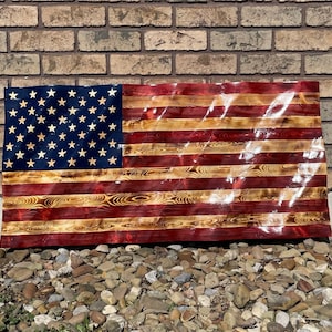 Wavy Wooden American Flag Rustic Flag Classic American Flag - Etsy