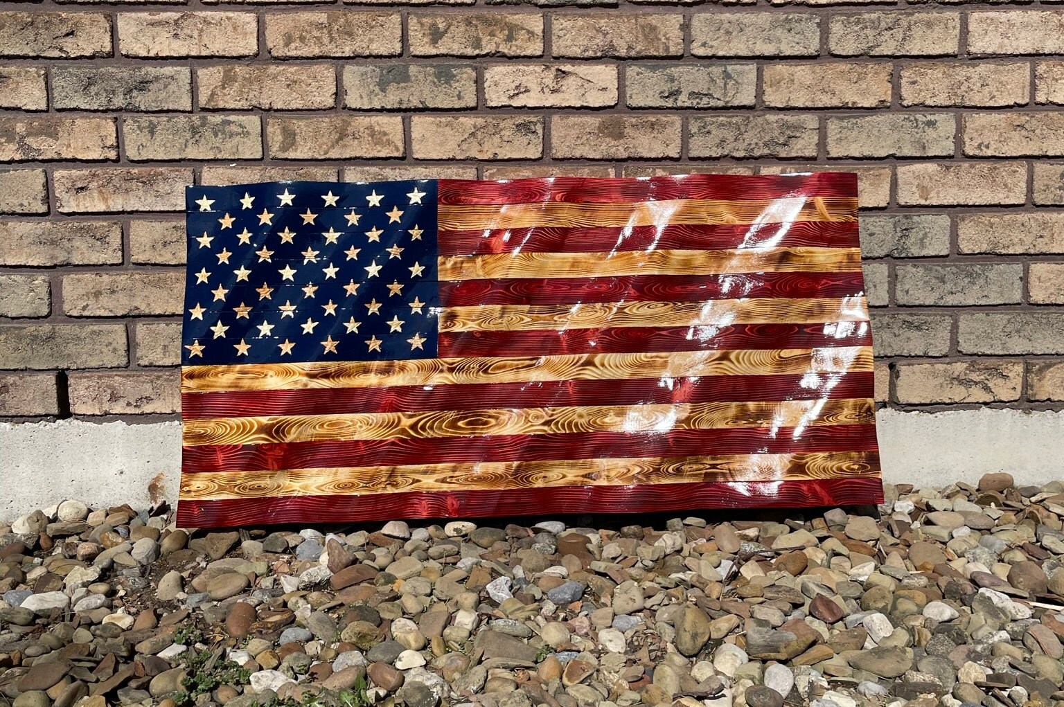 Wavy Wooden American Flag Rustic Flag Classic American Flag - Etsy