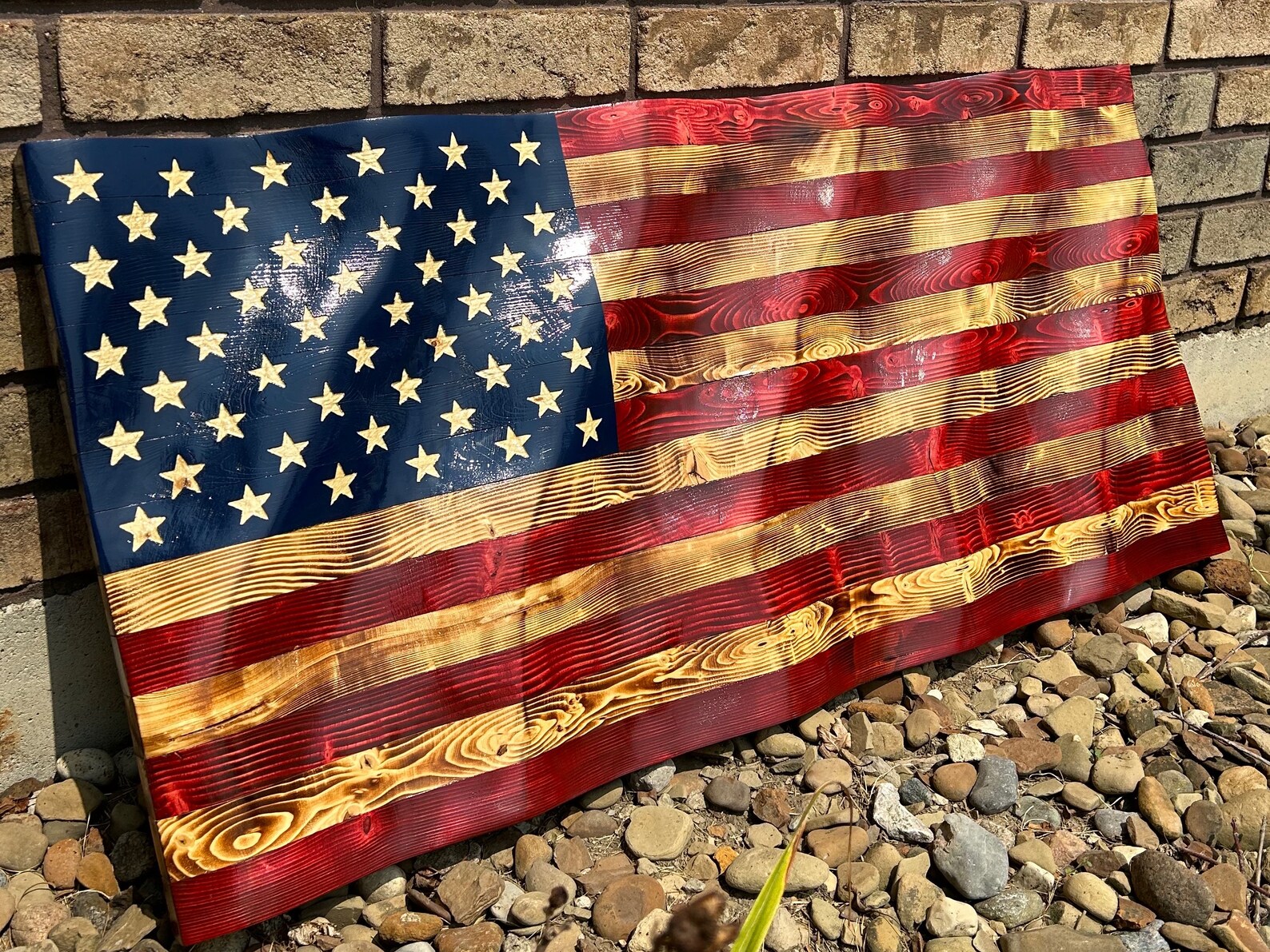 Wavy Wooden American Flag Rustic Flag Classic American Flag - Etsy