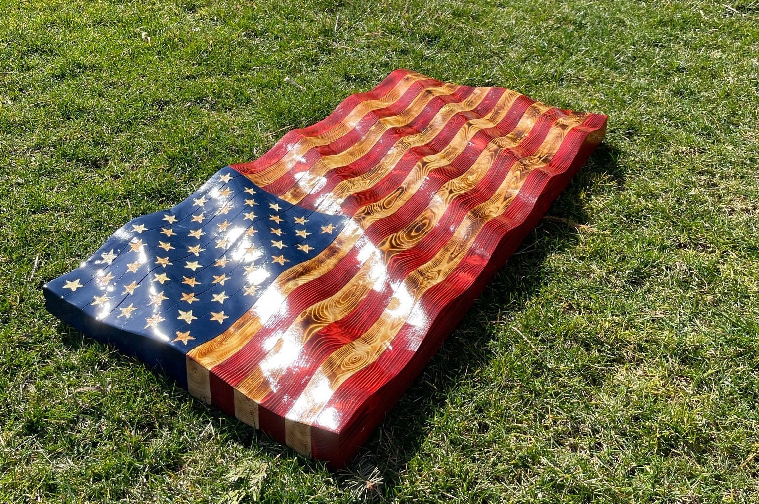 Wavy Wooden American Flag Rustic Flag Classic American Flag - Etsy