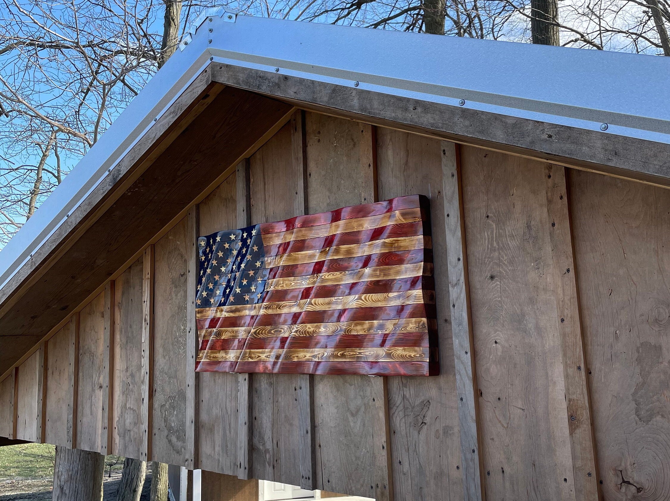 Wavy Wooden American Flag Rustic Flag Classic American Flag - Etsy