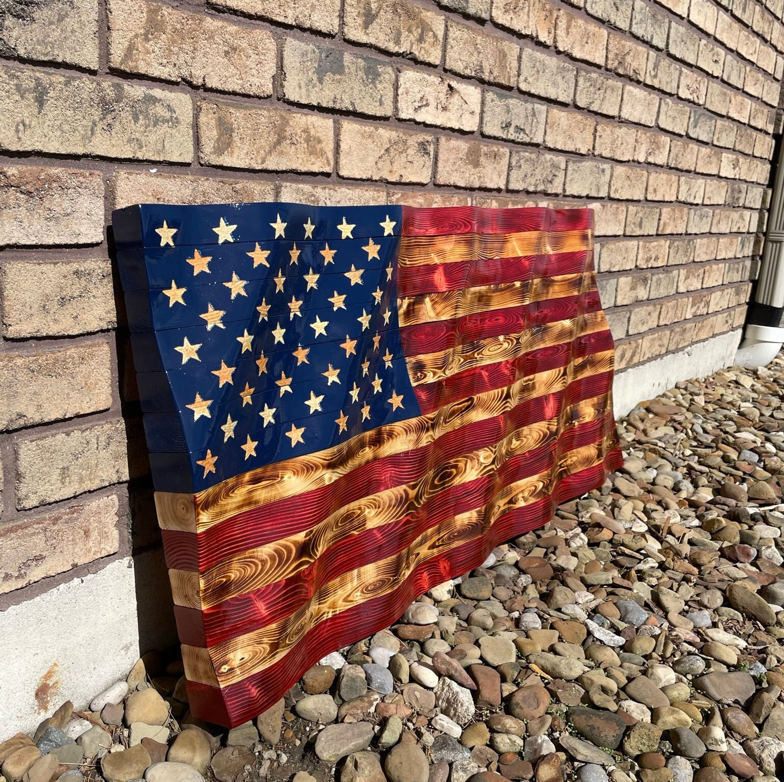 Wavy Wooden American Flag Rustic Flag Classic American Flag - Etsy