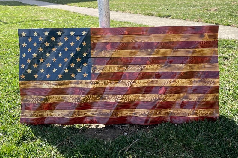 Wavy Wooden American Flag Rustic Flag Classic American Flag - Etsy