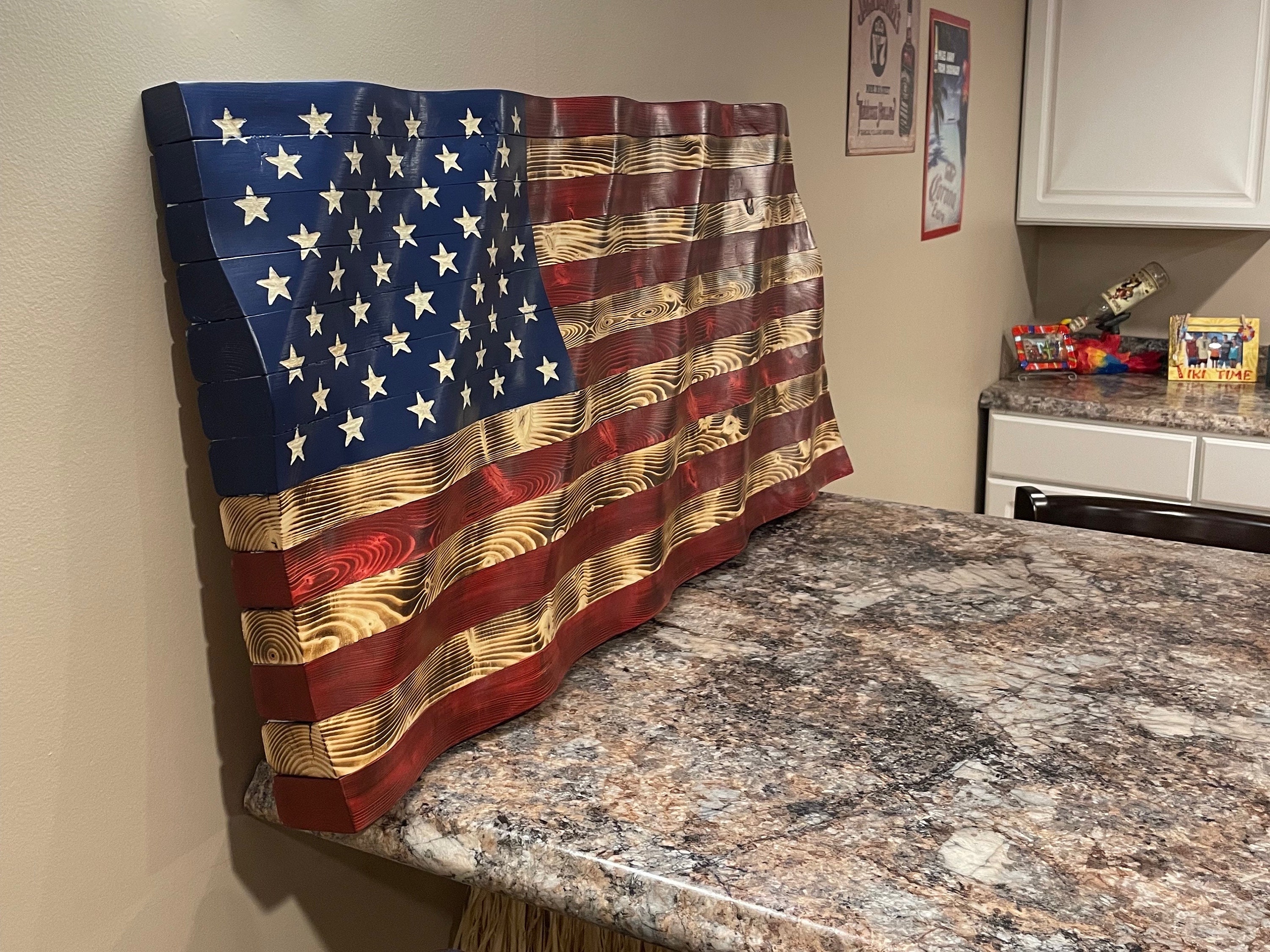 Wavy Wooden American Flag Rustic Flag Classic American Flag - Etsy