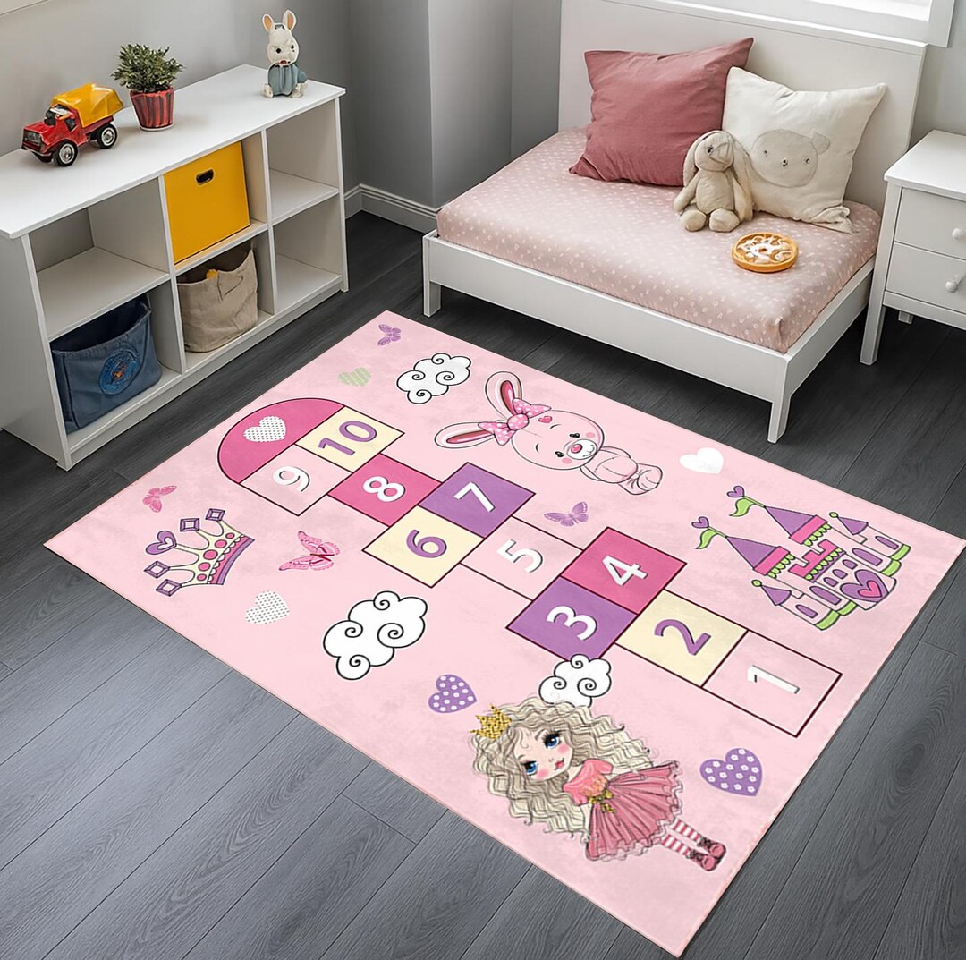 Princess Castle Hopscotch Rug - Fun & Playful Kids Carpet - Etsy