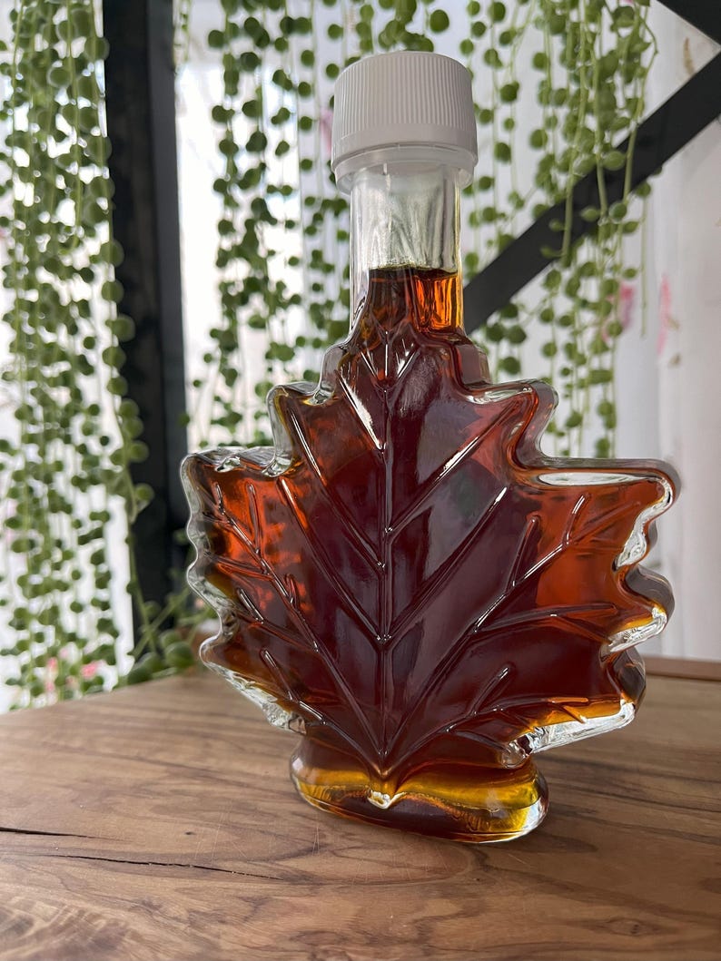 Pure New York Maple Syrup – Glass Maple Leaf Bottle Gift - Etsy