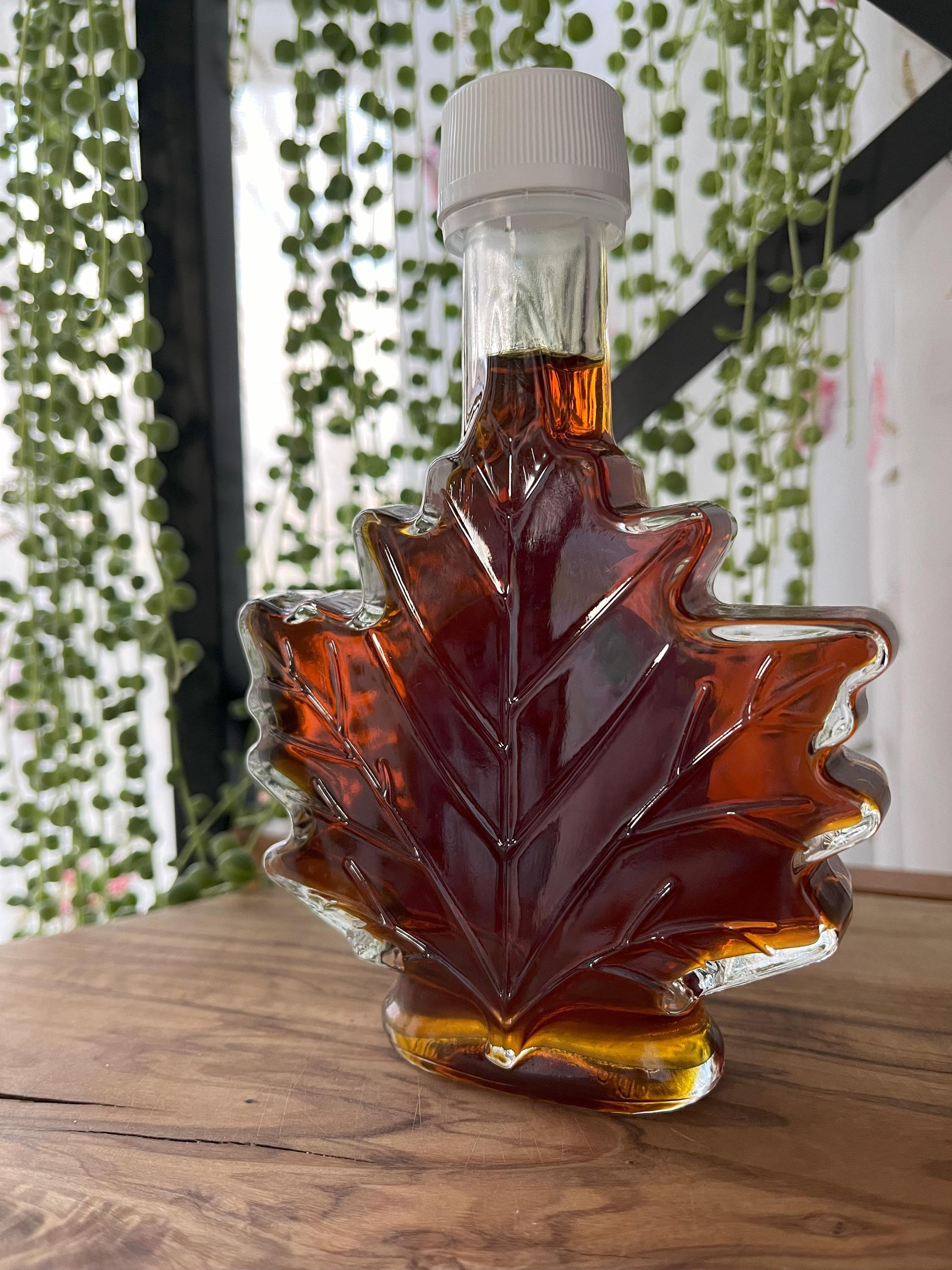 Maple Syrup - Pure New York Maple Syrup - Glass Maple Leaf Gift Bottle ...