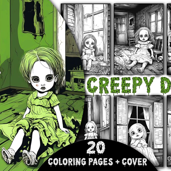 Creepy Doll Coloring Pages Etsy
