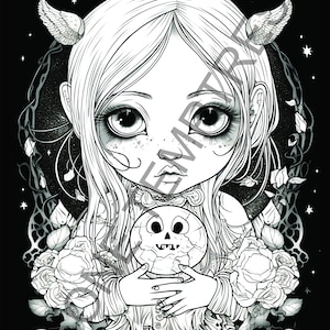 20 Spooky Cutie Girls Coloring Book Adults Kids Teens Coloring Pages ...