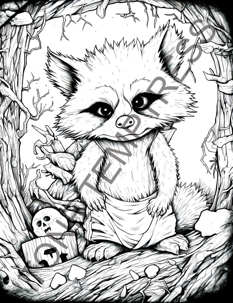 40 Spooky Animals Coloring Book for Adults, Creepy and Horror Coloring ...