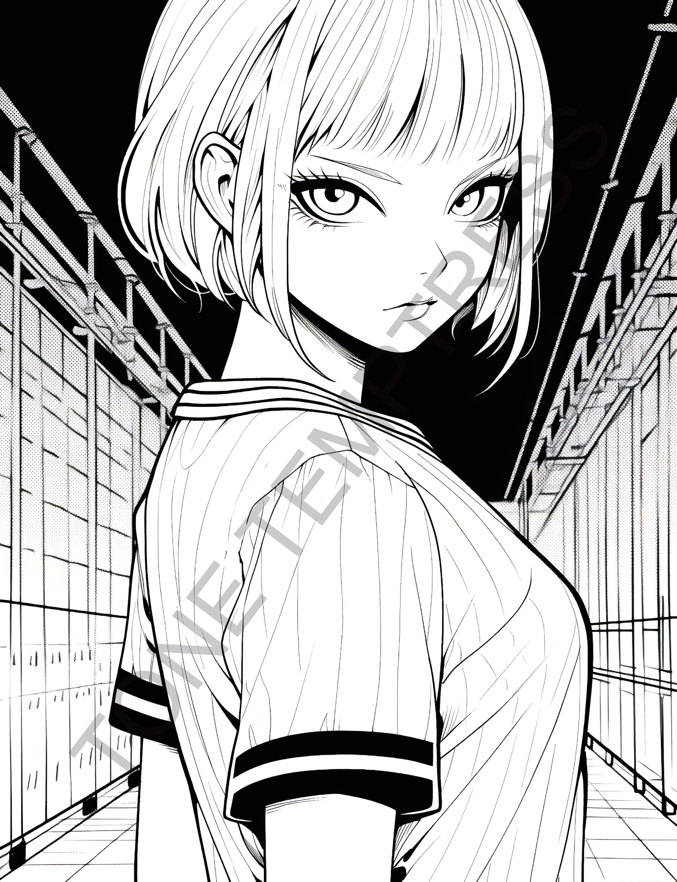 25 Anime Girls Coloring Book for Kids and Adults, Kawaii Girls Coloring ...