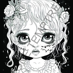20 Spooky Cutie Girls Coloring Book Adults Kids Teens Coloring Pages ...