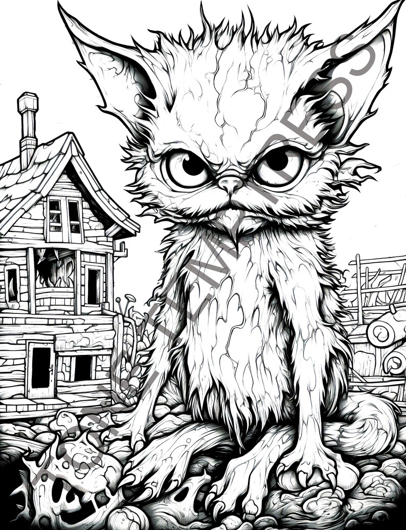 40 Spooky Animals Coloring Book for Adults, Creepy and Horror Coloring ...