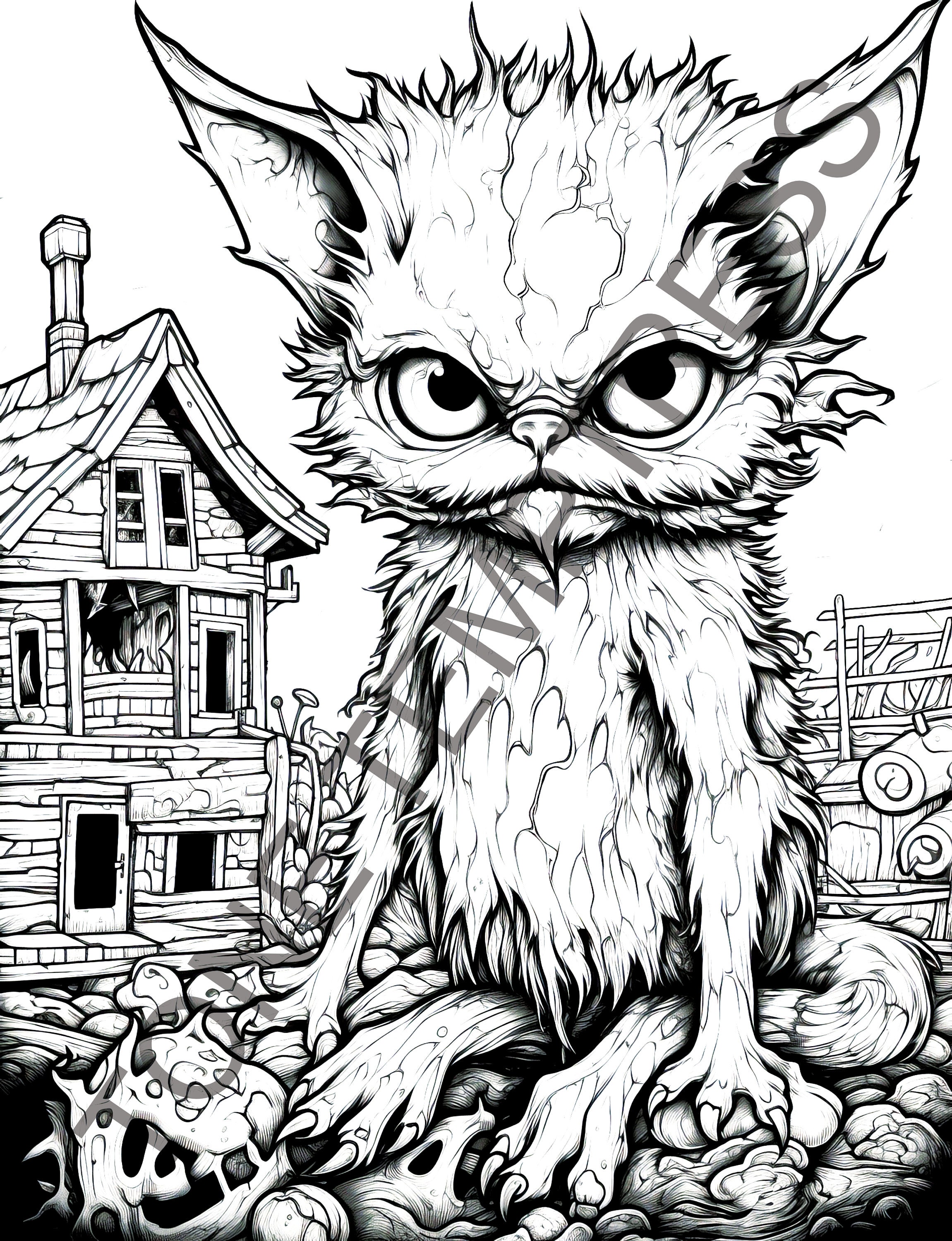 40 Spooky Animals Coloring Book for Adults, Creepy and Horror Coloring ...