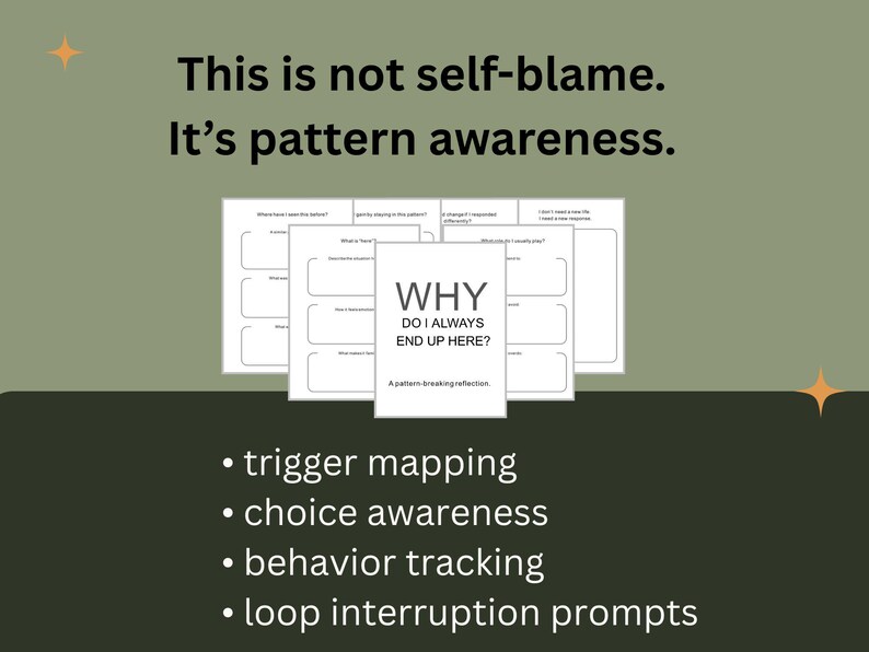 Self Reflection Worksheet, Pattern Recognition Workbook, Overthinking ...