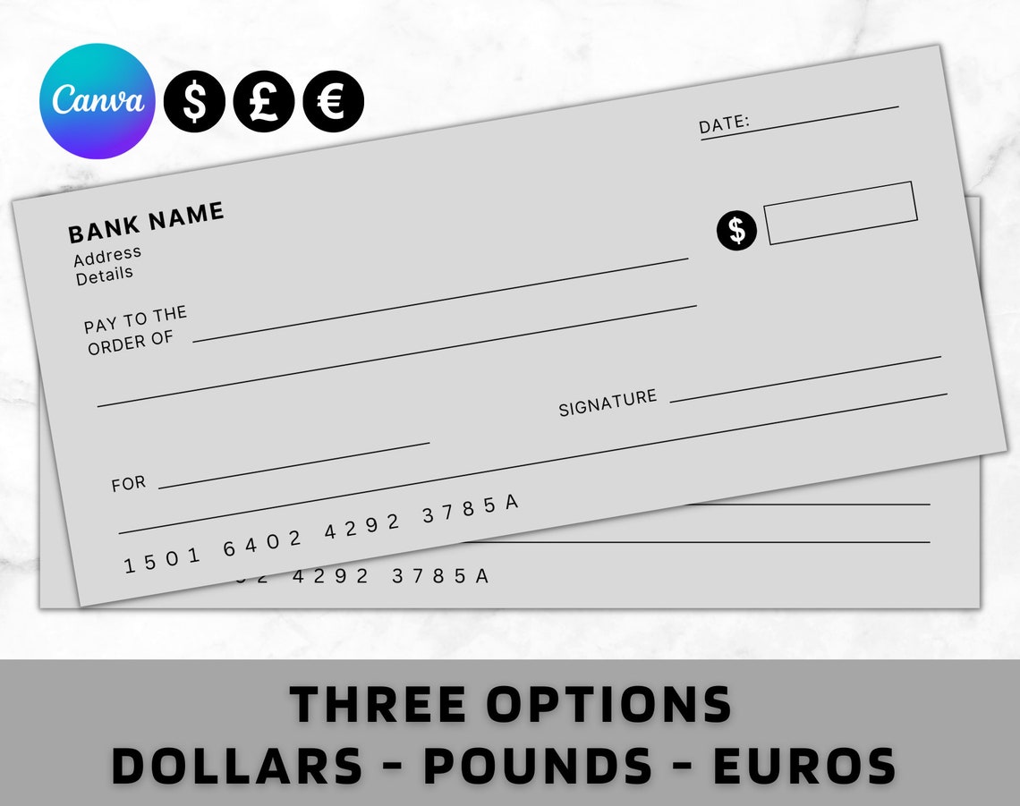 Blank Cheque - Blank Check Template - Blank Checks - Editable Cheque ...