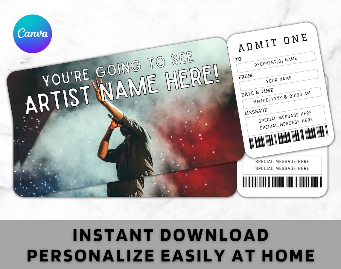 Printable Editable Concert Template Concert Voucher - Etsy