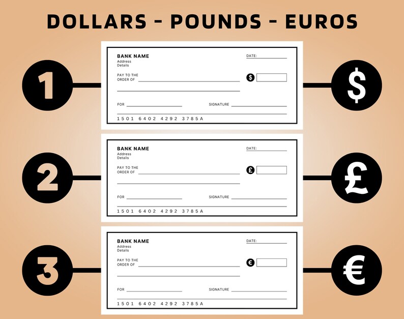 Blank Cheque Blank Check Template Blank Checks Editable - Etsy