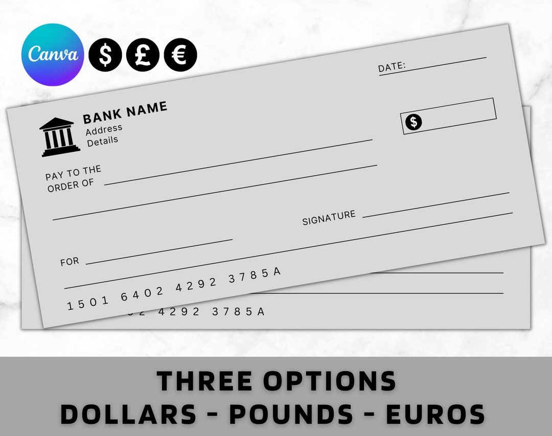 Blank Cheque Blank Check Template Blank Checks Editable - Etsy.de