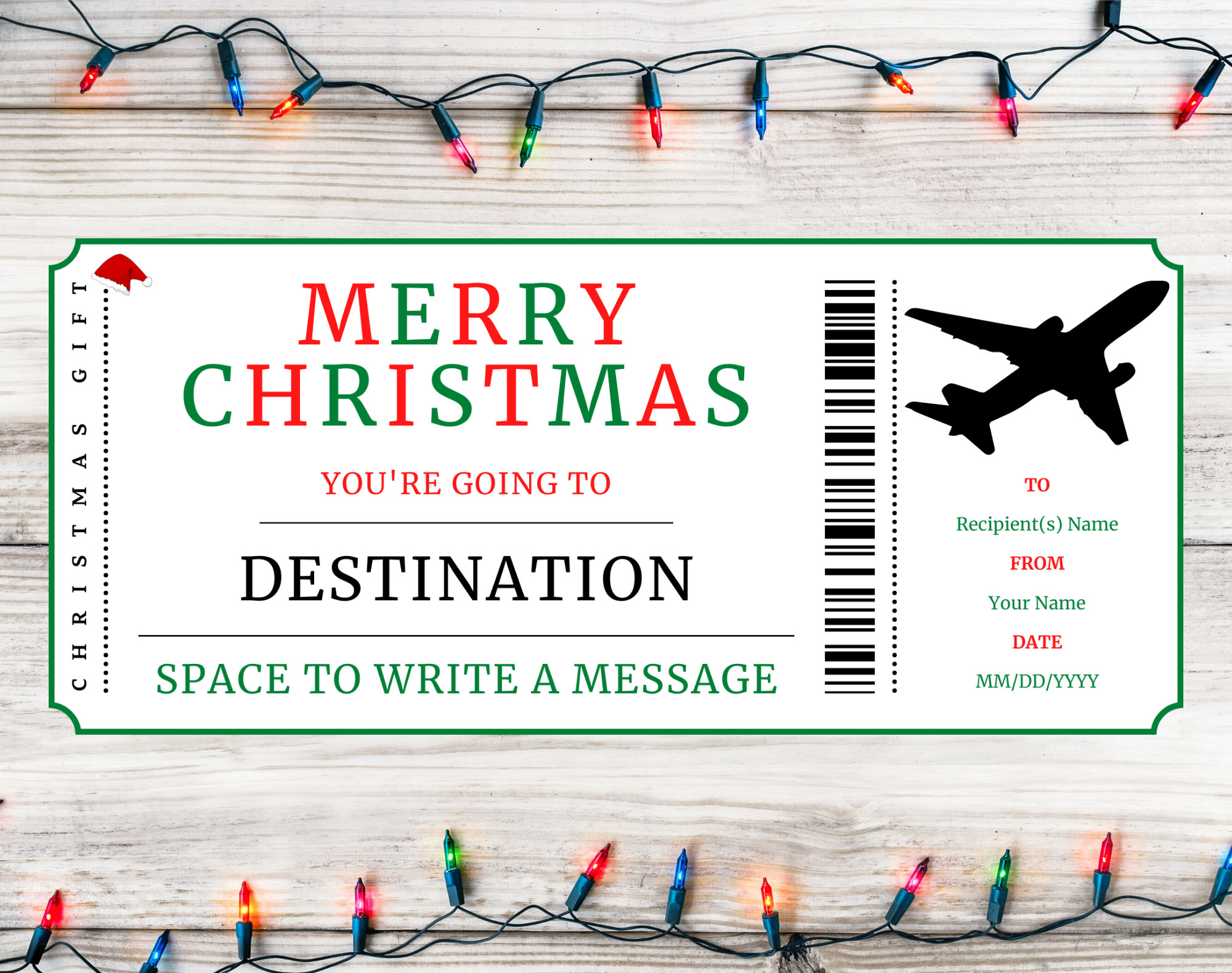 Christmas Boarding Pass Gift Ticket - Christmas Boarding Pass Plane ...